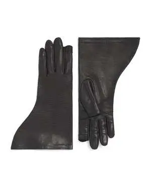 Rick Owens Leather Flared Gloves - Black