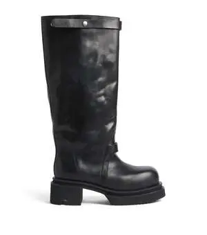 Rick Owens Leather Naska Bogun Knee-high Boots - Black