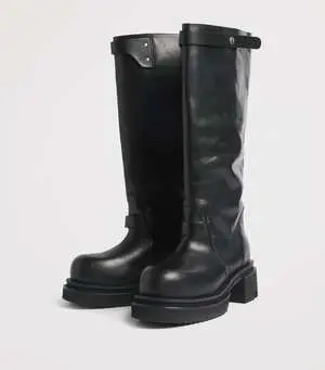 Rick Owens Leather Naska Bogun Knee-high Boots