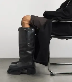 Rick Owens Leather Naska Bogun Knee-high Boots