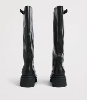 Rick Owens Leather Naska Bogun Knee-high Boots