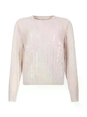 Derhy Nairobi Sequin-embellished Cable-knit Sweater - Neutrals