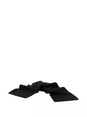 Patrizia Pepe Logo-embroidered Wool Scarf - Black