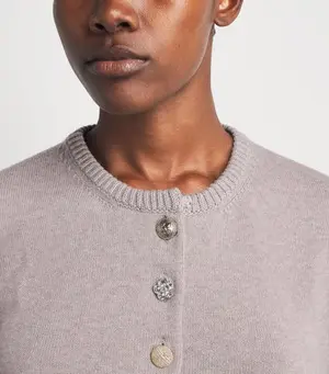 BARRIE Cashmere-cotton Jewel-button Cardigan