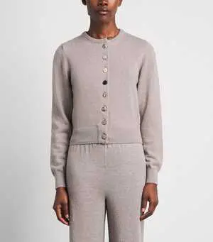 BARRIE Cashmere-cotton Jewel-button Cardigan