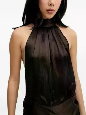 LA MANIA Omri Halterneck Ruched Mini Dress