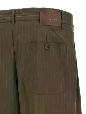SONG FOR THE MUTE Pinstripe Wide-leg Trousers - Green