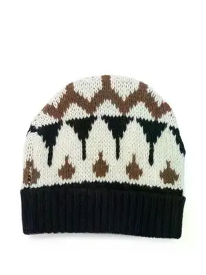 ERMANNO FIRENZE Fair Isle-knit Logo-patch Beanie Hat
