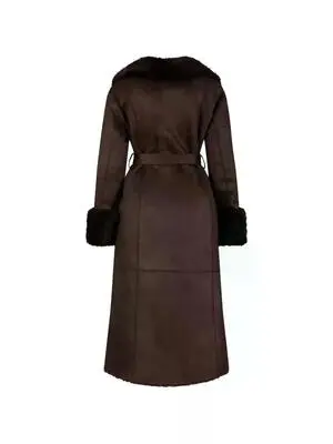 Derhy Galice Faux-fur Trim Belted Coat