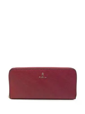 Furla Logo-plaque Pebbled-leather Wallet - Red