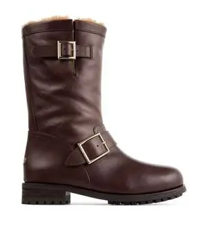 JIMMY CHOO Biker Mid Leather Boots