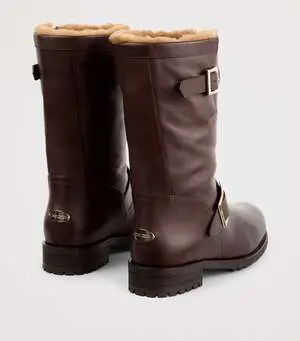 JIMMY CHOO Biker Mid Leather Boots