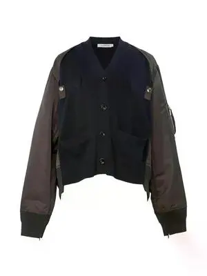Sacai Panelled Knitted Jacket - Blue