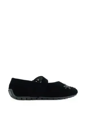 Simone Rocha Embellished Velvet Ballet Flats