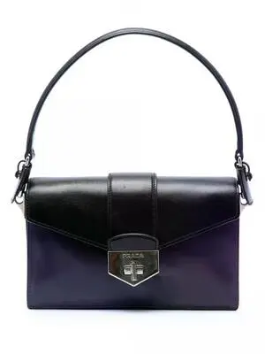 Prada 2000-2013 Bicolor Box Calf Turnlock Satchel