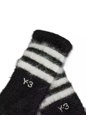 Y3 Logo-embroidered Brushed-effect Gloves - Black