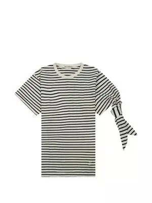JW Anderson Striped Knot-detail T-shirt - Black