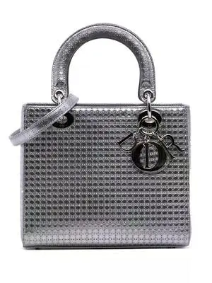 Dior 2015 Medium Metallic Patent Microcannage Lady Satchel