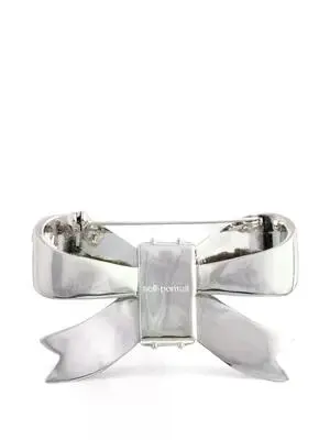 SELF-PORTRAIT Crystal Bow Brooch - Silver