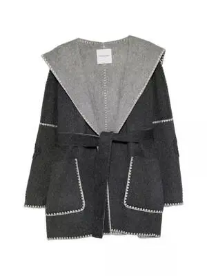 ERMANNO FIRENZE Belted Hooded Coat - Grey