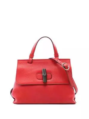 Gucci 2000-2015 Small Calfskin Bamboo Daily Satchel - Red