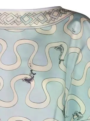Emilio Pucci Graphic-print Silk Top - Blue