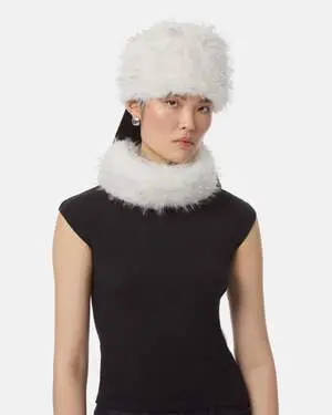 Apparis Margot Tipped Fox Pillbox Hat - Blanc Multi
