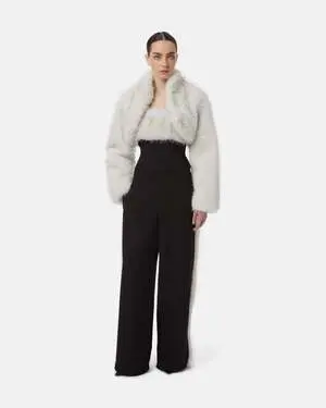 Apparis Odette Tipped Fox Bolero - Blanc Multi