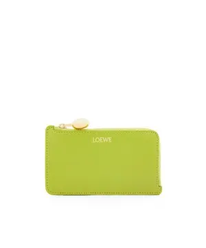 Loewe Pebble Coin Cardholder In Shiny Nappa Calfskin - Grassland Green