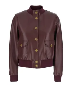 TWINSET Buttoned Faux Leather Jacket - Red