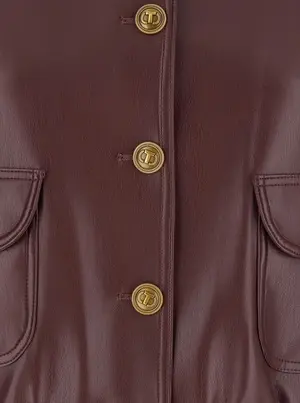 TWINSET Buttoned Faux Leather Jacket