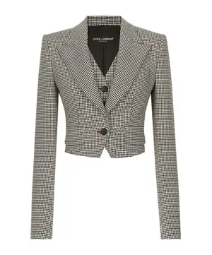 DOLCE & GABBANA Short Houndstooth Jacket With Vest