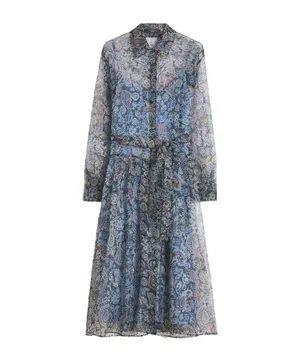 Max Mara Printed Silk Shirt Dress - Blue