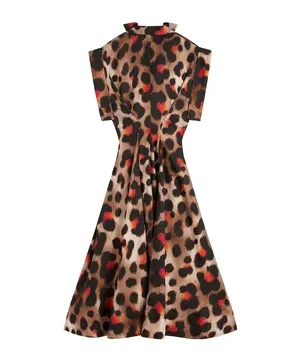 Givenchy Shirt Dress In Leopard Silk With Deconstructed Collar