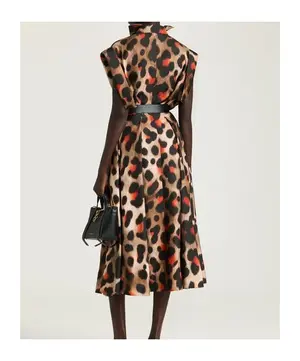 Givenchy Shirt Dress In Leopard Silk With Deconstructed Collar