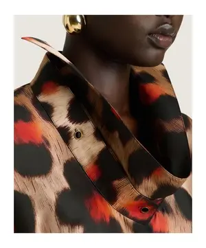 Givenchy Shirt Dress In Leopard Silk With Deconstructed Collar