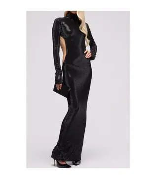 Gucci Stretch Nylon Jersey Dress With Crystals