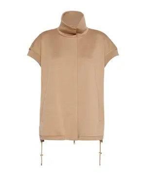 Max Mara Oversized Sleeveless Wool Jersey Jacket - Camel
