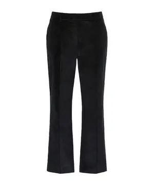 Max Mara Cotton Velvet Cropped Trousers - Black