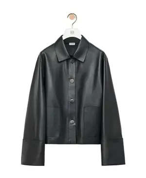 Loewe Turn-up Jacket In Nappa Lambskin - Black