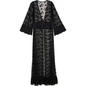 KILO BRAVA Floral Lace Maxi Robe - Black