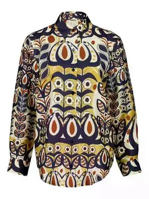 PAULA Printed Silk Top - Neutrals