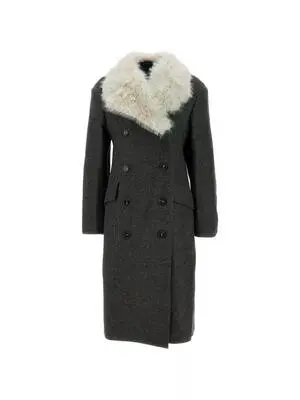 Simone Rocha Faux-fur-collar Double-breasted Coat - Grey