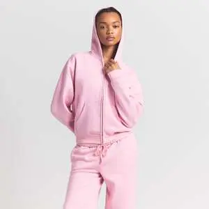 SKIMS Zip Up Hoodie | Pink | | Cotton Fleece - Halite