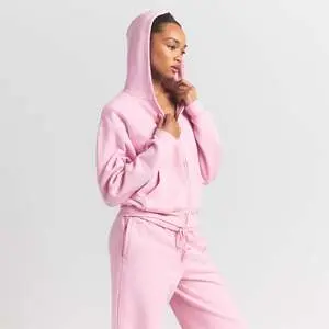SKIMS Zip Up Hoodie | Pink | | Cotton Fleece - Halite