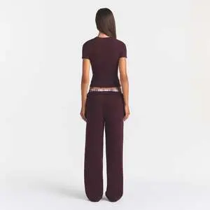 SKIMS Straight Leg Pants | Red | | Cotton Fleece - Currant