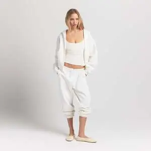 SKIMS Zip Up Hoodie | White | 2xs | Cotton Fleece Marble