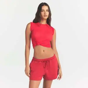 SKIMS Short | Red | | Cotton Fleece