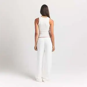 SKIMS Straight Leg Pants | White | | Cotton Fleece