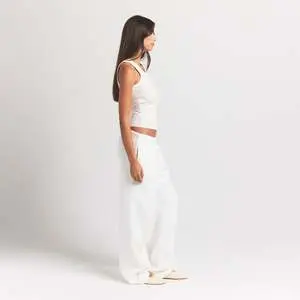 SKIMS Straight Leg Pants | White | | Cotton Fleece